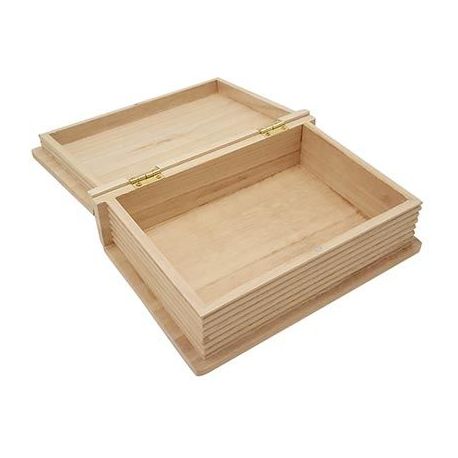 Caja de madera en forma de libro